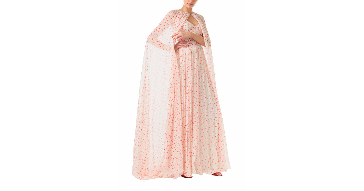 Heart Print Chiffon Cape – Monique Lhuillier