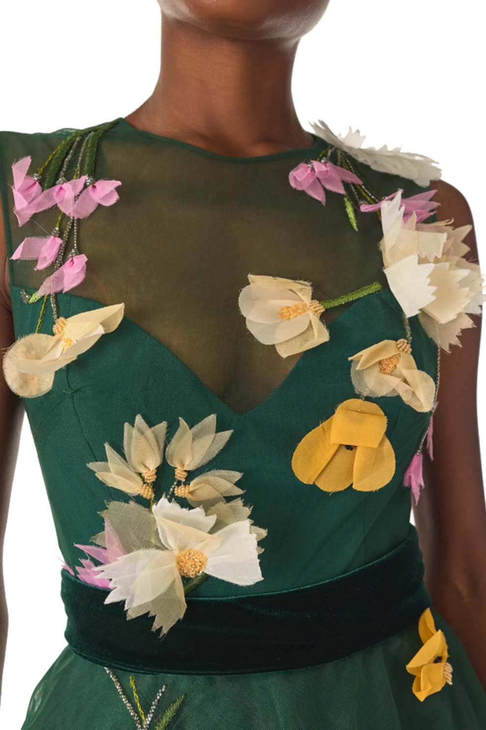 Green Floral Embroidered Tulle Ball Gown – Monique Lhuillier