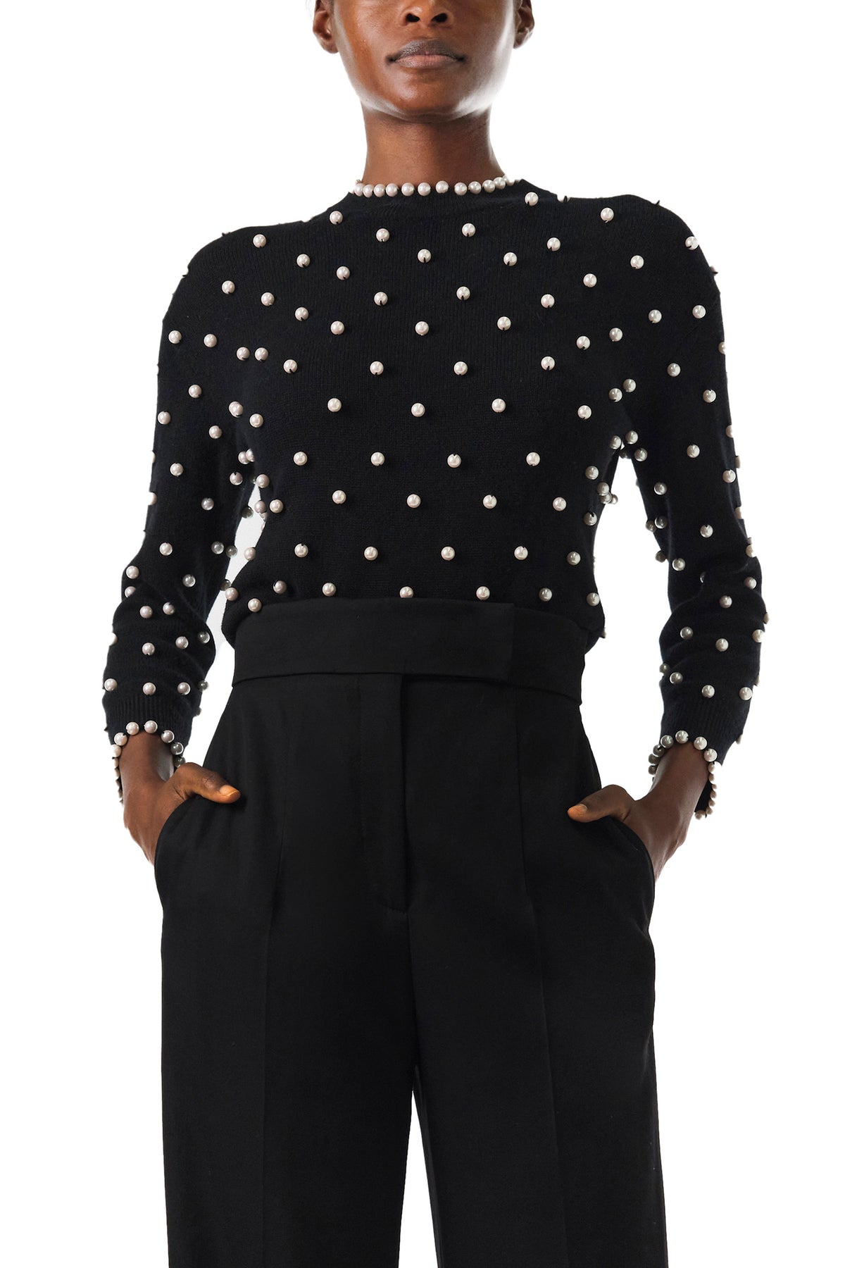 Noir Pearl Cashmere Sweater – Monique Lhuillier