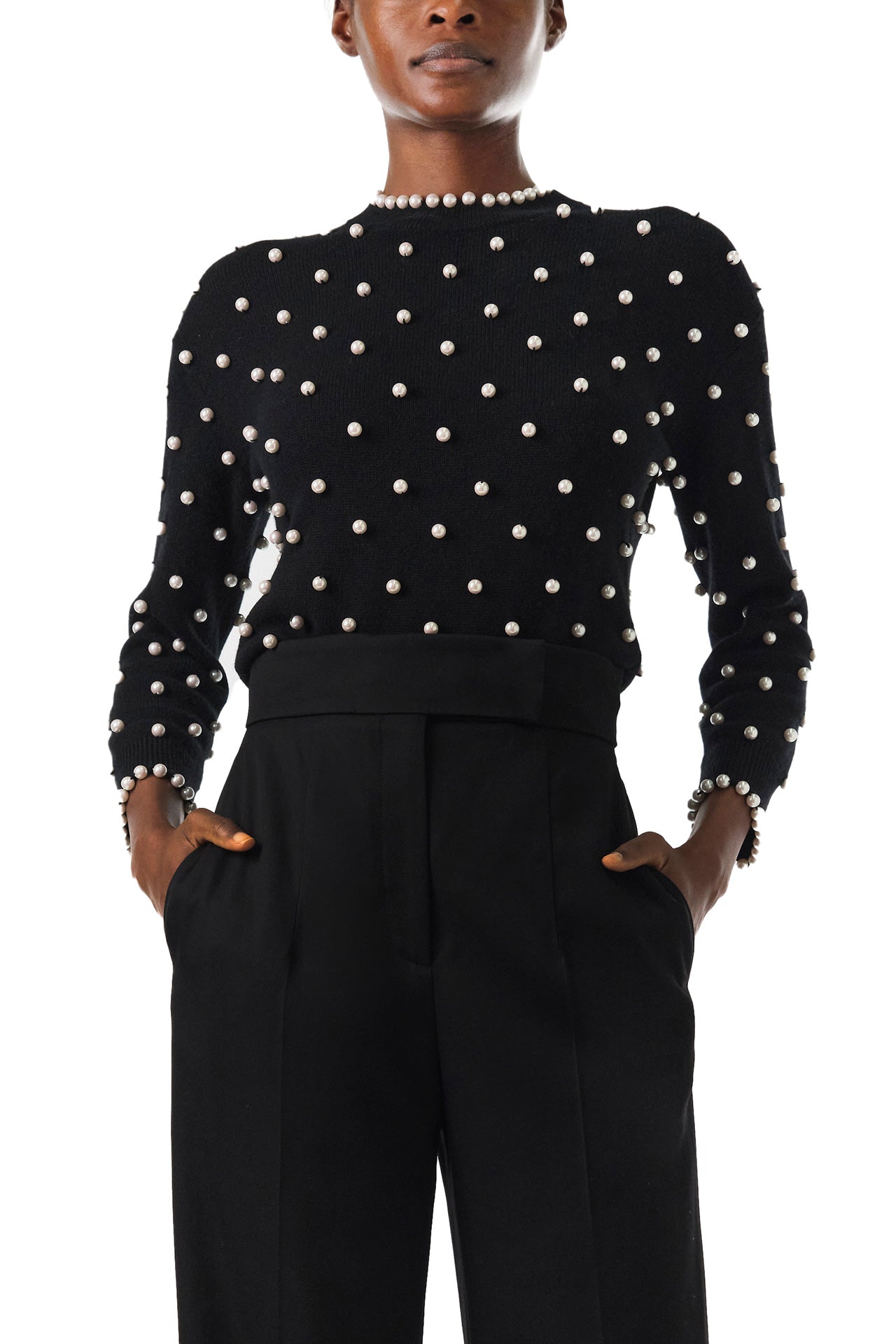 Noir Pearl Cashmere Sweater – Monique Lhuillier