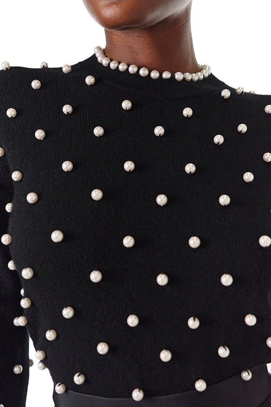 Noir Pearl Cashmere Sweater – Monique Lhuillier