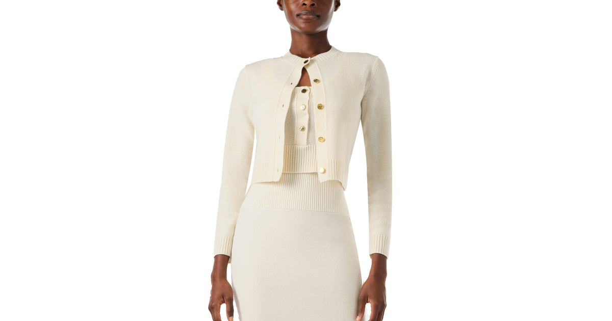White Cashmere Cropped Cardigan – Monique Lhuillier